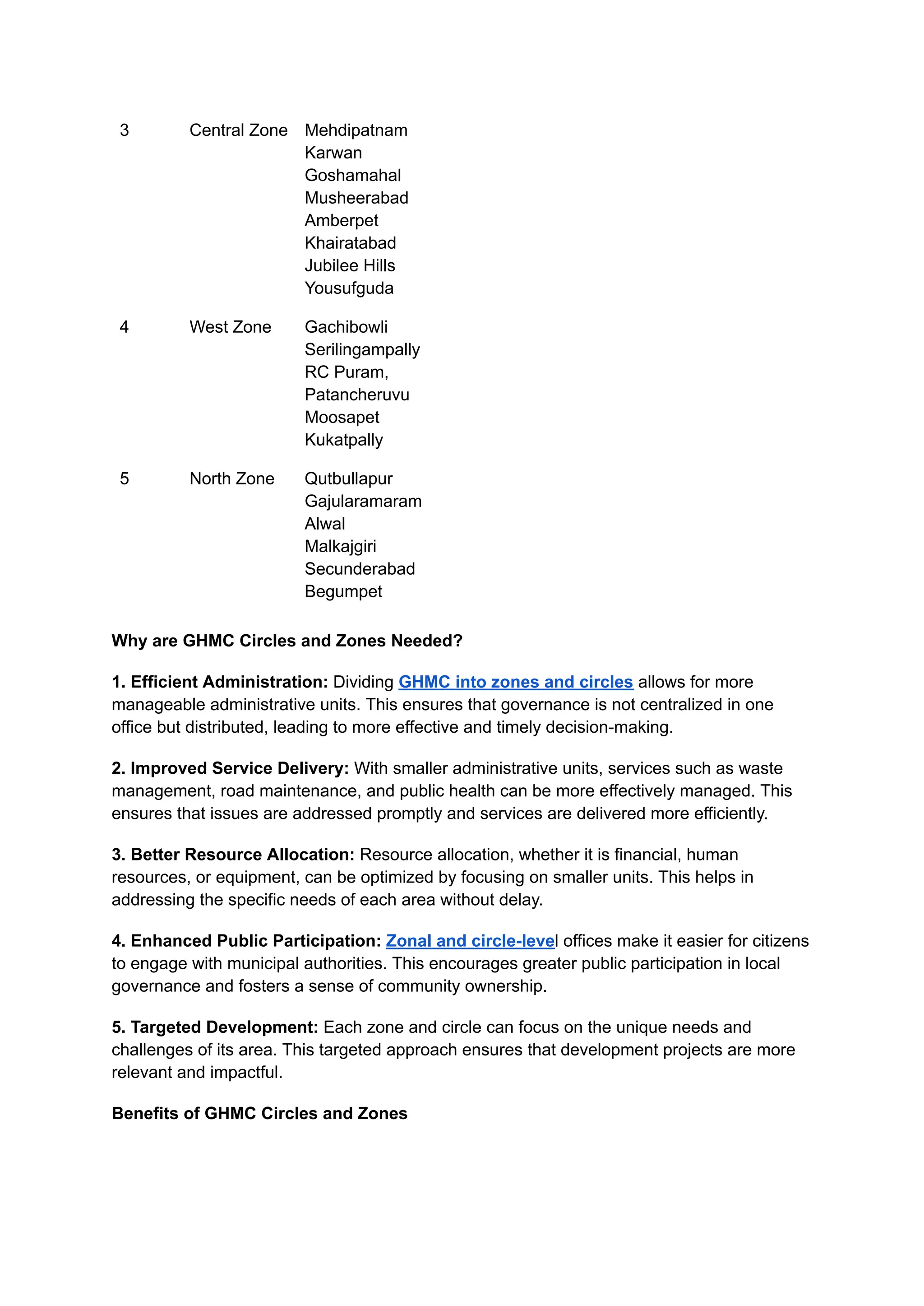 ghmc zones and circle and why they are needed | PDF