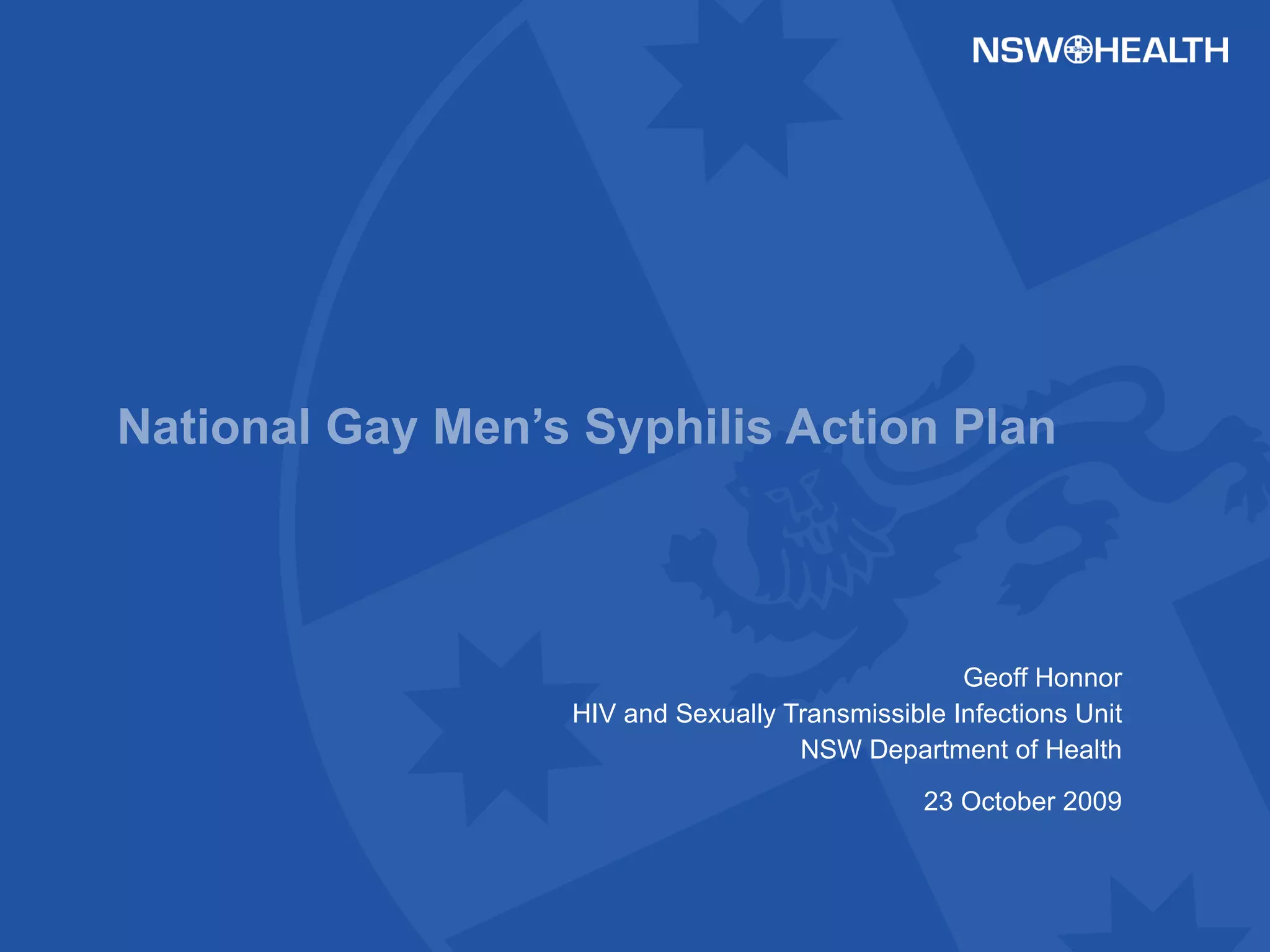 National Gay Men’s Syphilis Action Plan | PPT