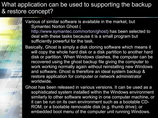 Ghost Framework For Computer Backup | PPT