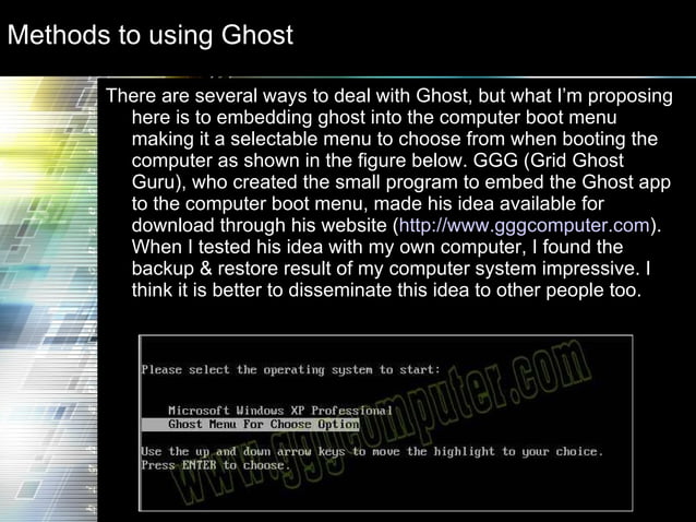 Ghost Framework For Computer Backup | PPT