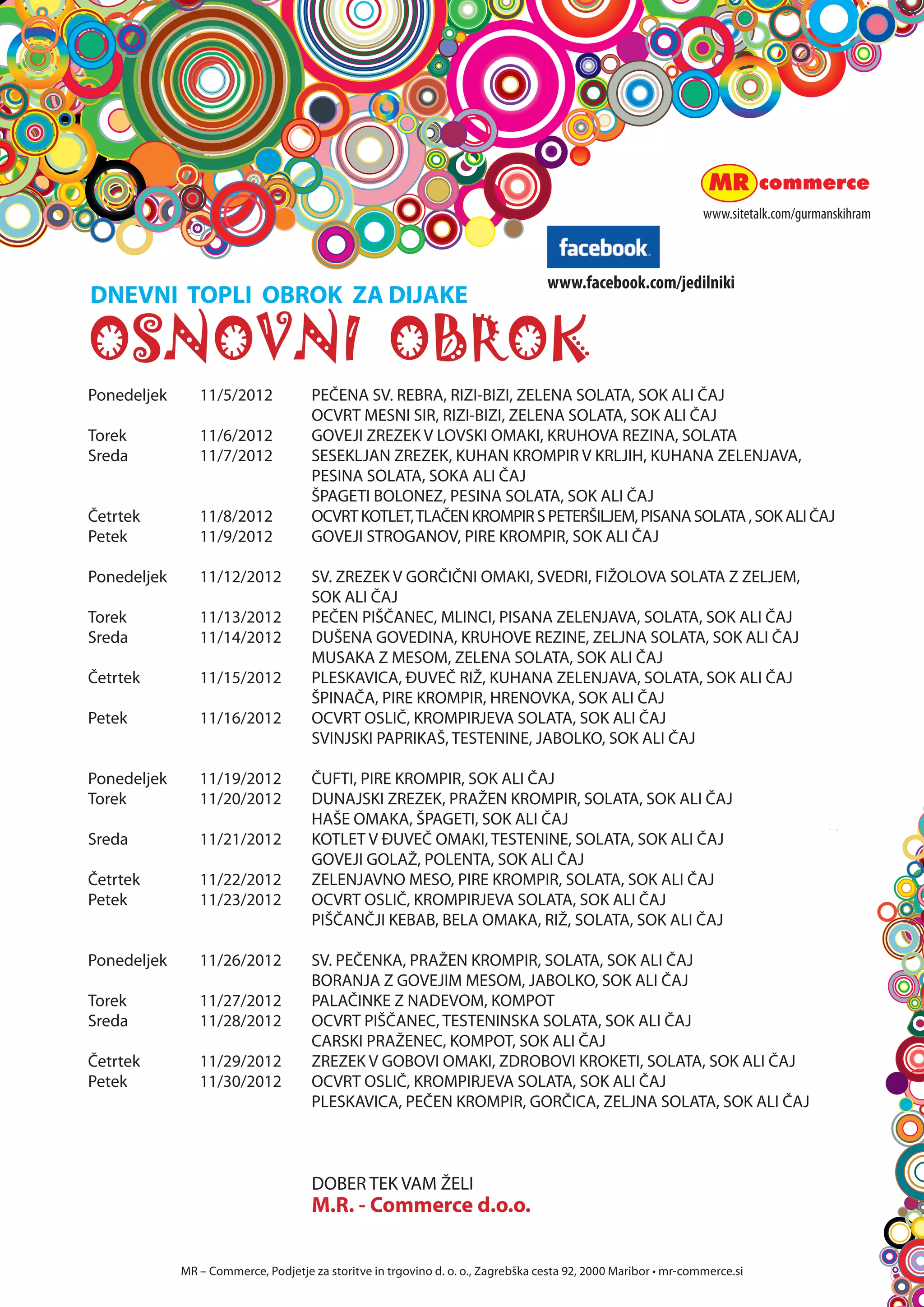 Jedilniki 2012, november | PDF