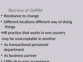 Ghrm need,objectives,importance,model and reasons for growing interest ...