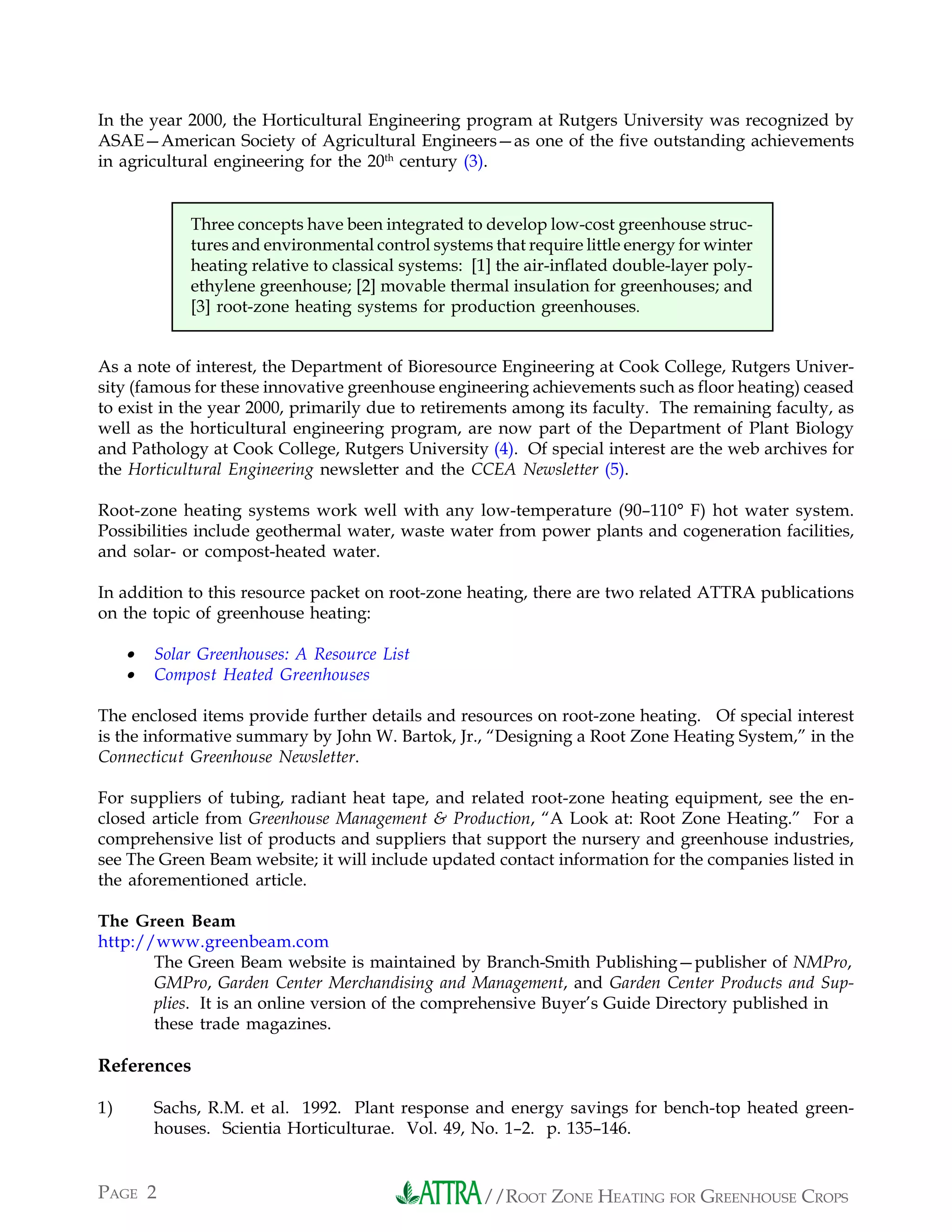 Root Zone Heating for Greenhouse Crops | PDF