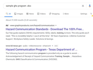 OSHA Written HAzard Commnication Written Program | PPT