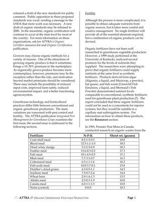Organic Greenhouse Vegetable Production | PDF