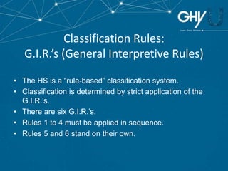 GHY U Tariff Classification (Part 1) - March 2014 | PPTX