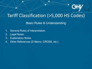 GHY U Tariff Classification (Part 1) - March 2014 | PPTX