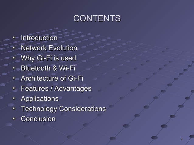 Gi fi Technology | PPT | Computer Networking | Computing