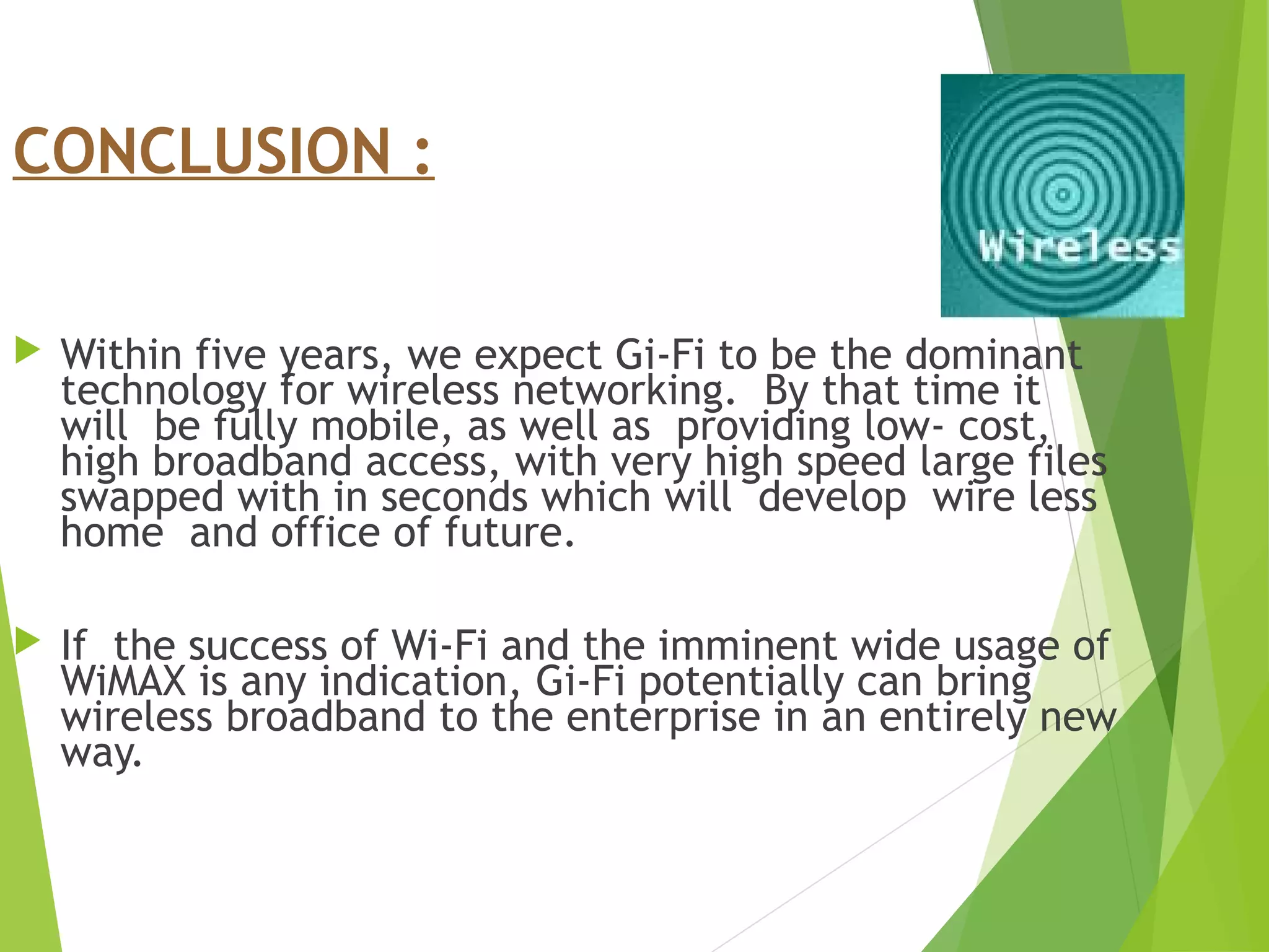 Gi Fi - Fastest Wireless Transfer Technology | PPT