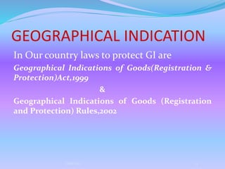 Basic understanding of the Geographical Indications and the law | PPTX