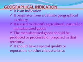 Basic understanding of the Geographical Indications and the law | PPTX