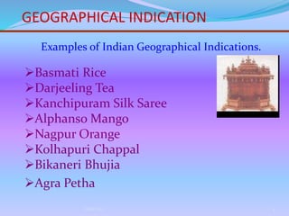 Basic understanding of the Geographical Indications and the law | PPTX