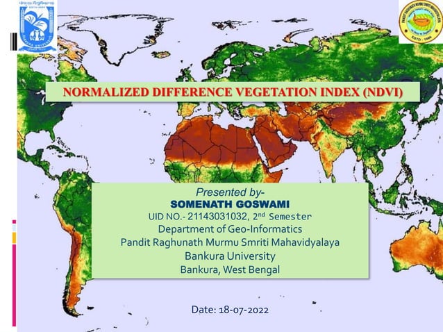 Normalized Difference Vegetation Index (NDVI) | PPTX | Geography | Science
