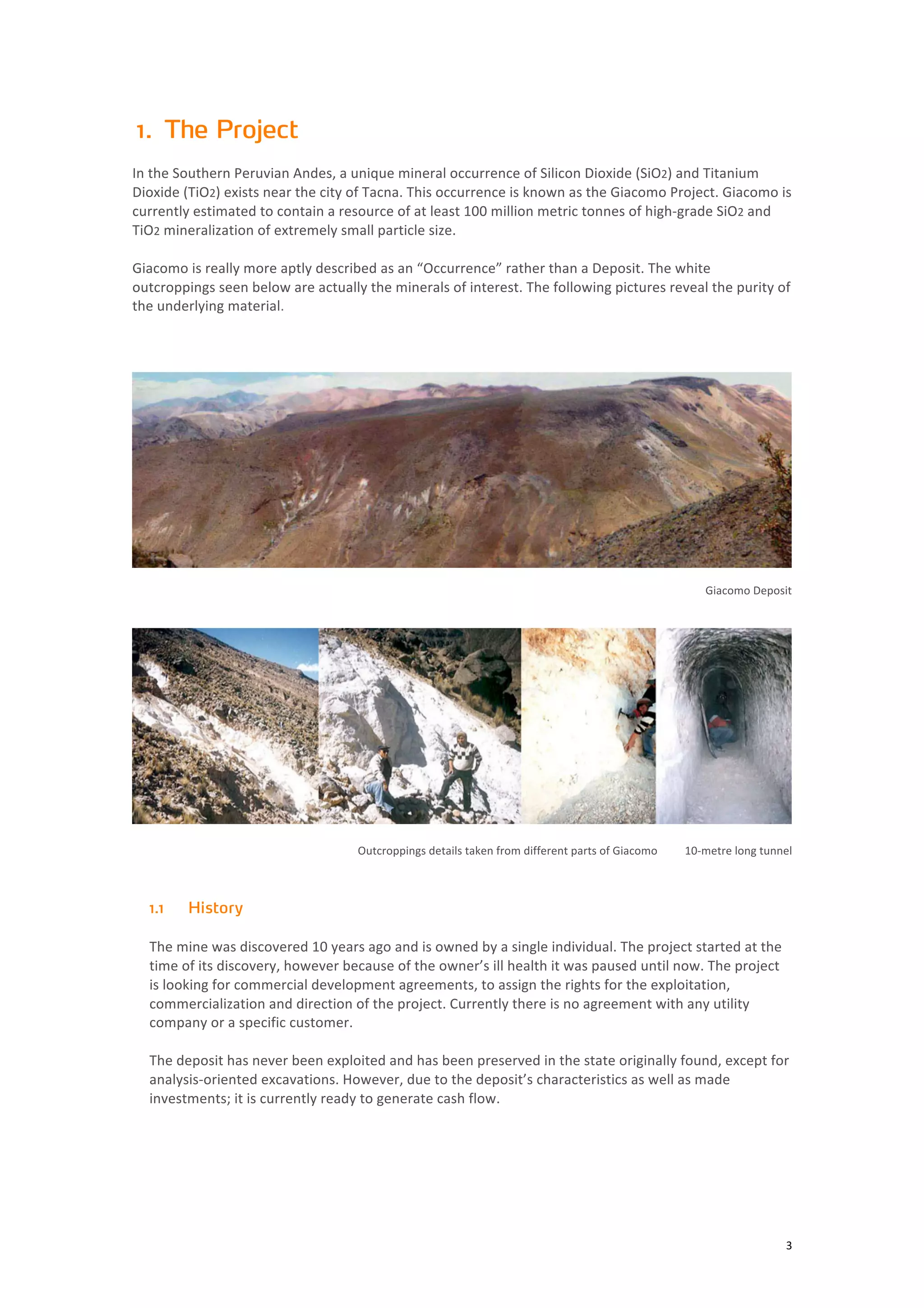 Giacomo deposit(Peru) - a unique mineral occurrence of Silicon Dioxide ...
