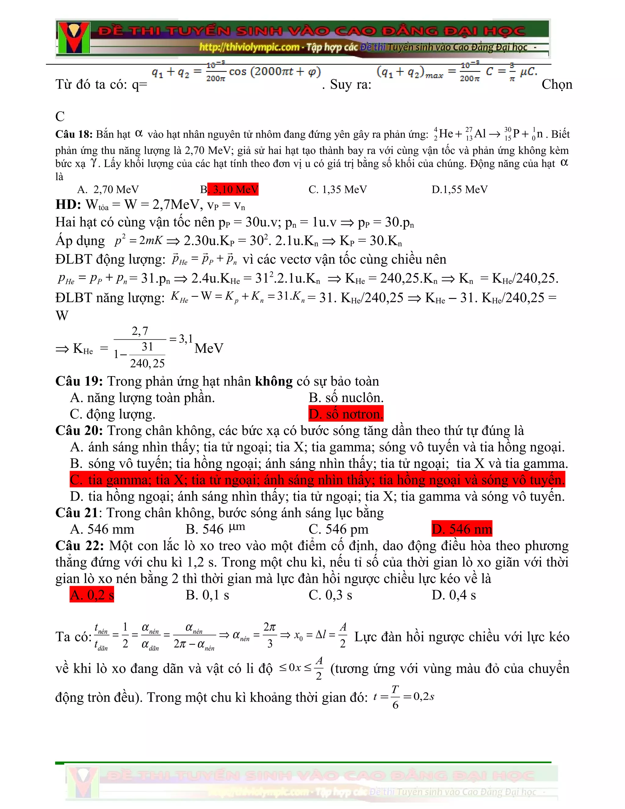 Giai chi tiet de thi dại hoc vat ly khoi a 2014 | PDF
