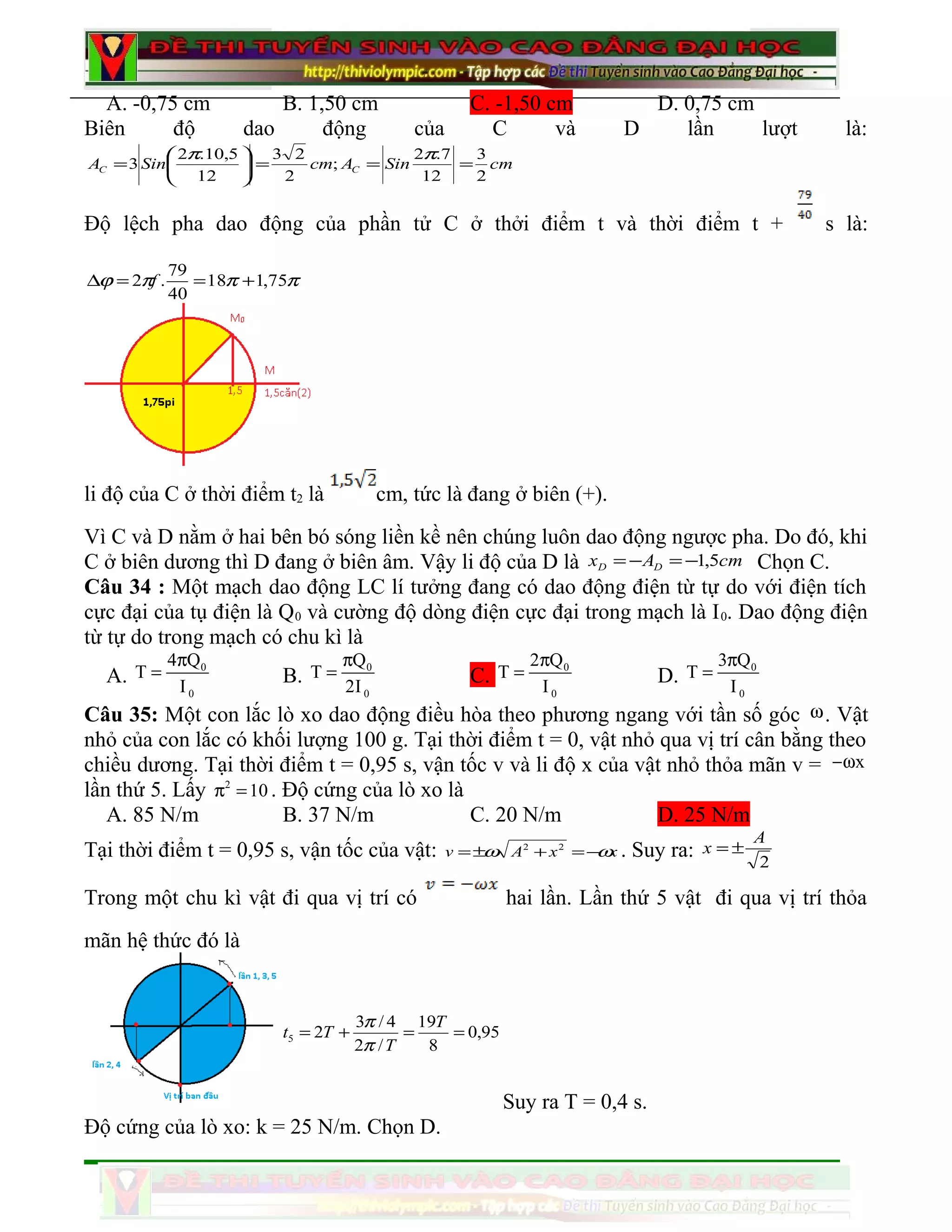 Giai chi tiet de thi dại hoc vat ly khoi a 2014 | PDF