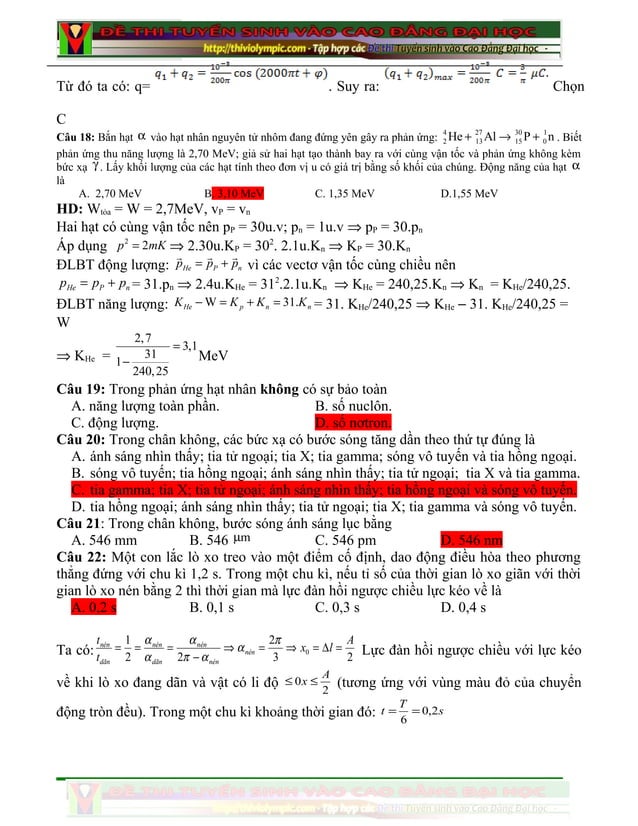 Giai chi tiet de thi dại hoc vat ly khoi a 2014 | PDF