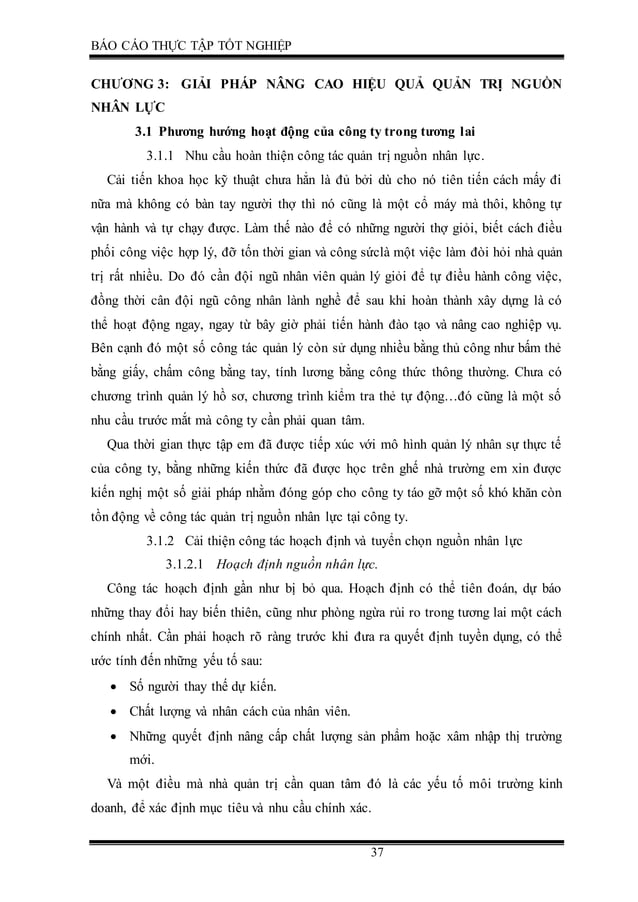 Giải pháp nâng cao hiệu quả quản trị nguồn nhân lực tại công ty | DOC