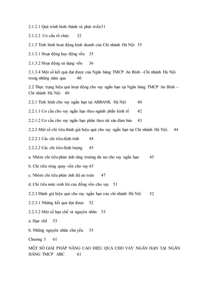 Bài mẫu giải pháp nâng cao hiệu quả vay ngắn hạn - Chuyên đề tốt nghiệp | PDF