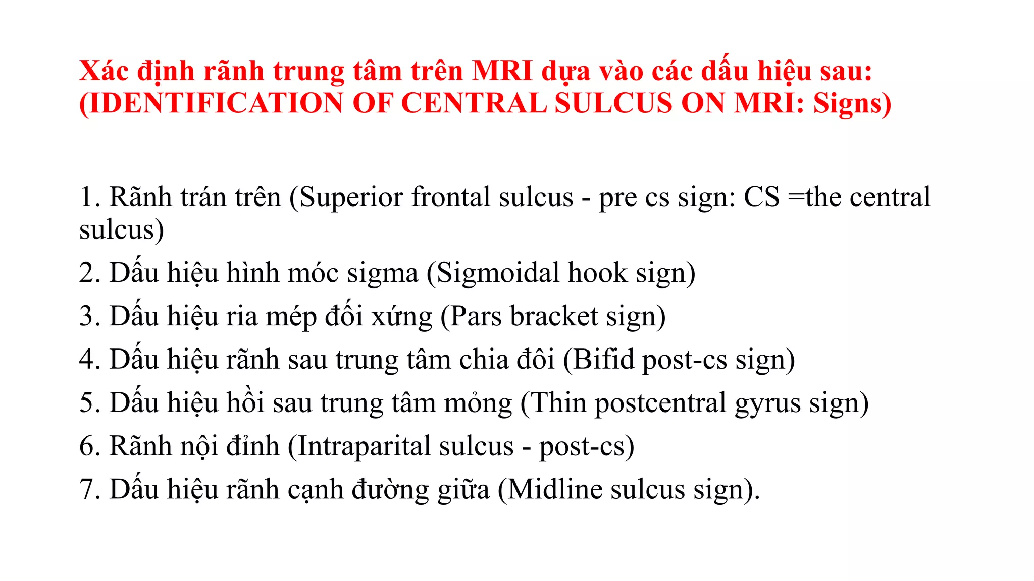Giai phau mri so nao.dinh vi ranh trung tam. Drduong | PDF