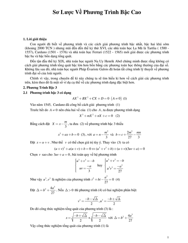 Giai phuong trinh bac cao(thay nguyen) | PDF