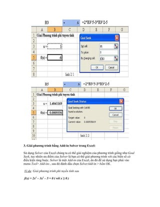 Giai phuong trinh bang excell | DOC
