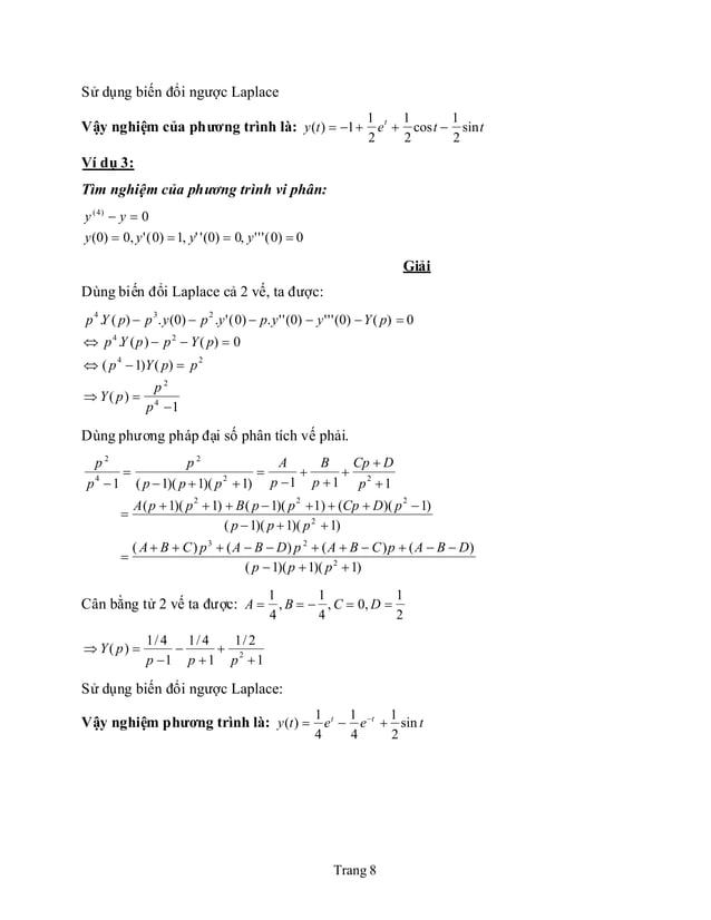 Giai phuong trinh vi phan bang bien doi laplace | PDF
