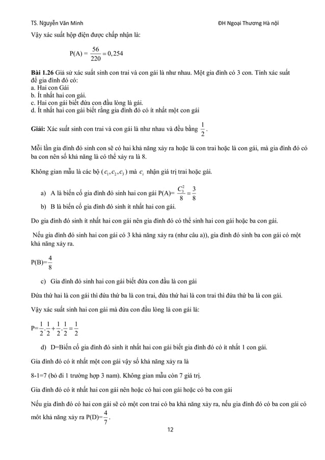 Giai sach bai tap xstk dh ktqd chuong 1 full v1 | PDF