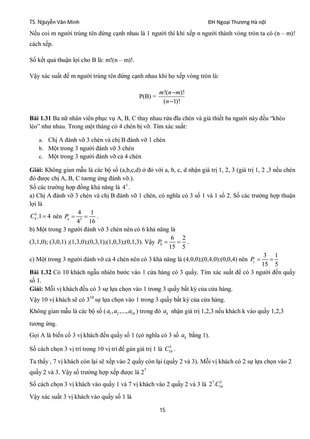 Giai sach bai tap xstk dh ktqd chuong 1 full v1 | PDF