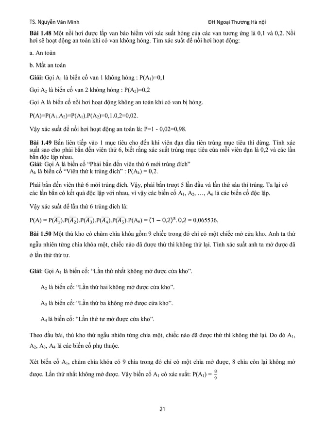 Giai sach bai tap xstk dh ktqd chuong 1 full v1 | PDF