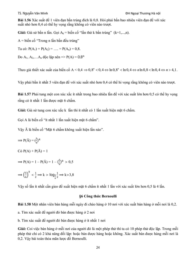 Giai sach bai tap xstk dh ktqd chuong 1 full v1 | PDF