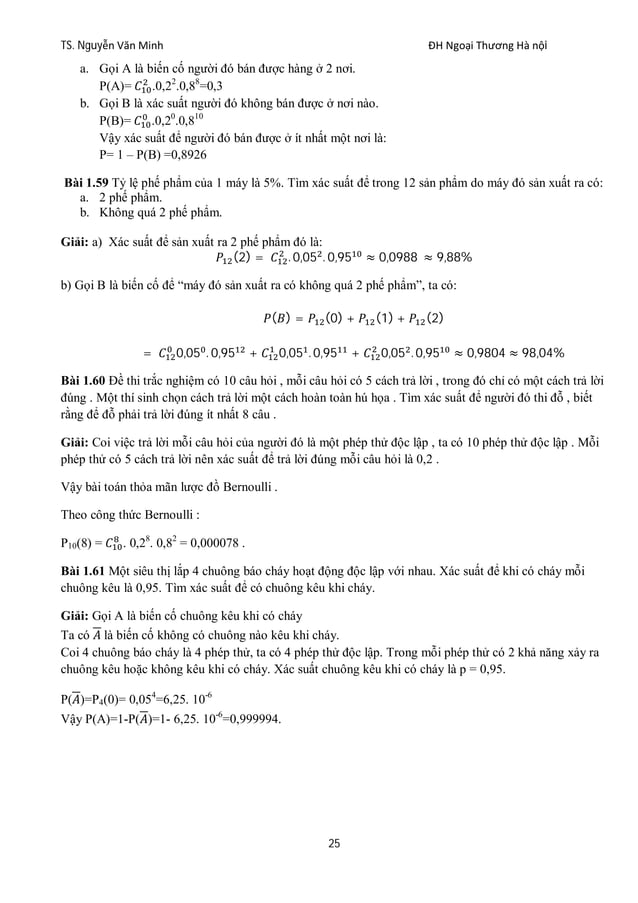 Giai sach bai tap xstk dh ktqd chuong 1 full v1 | PDF