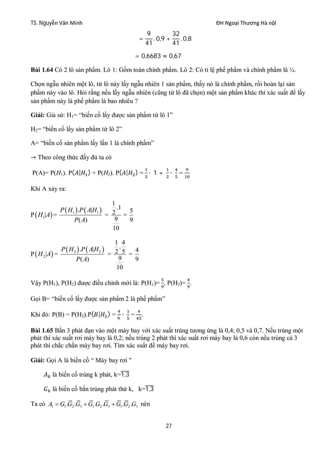 Giai sach bai tap xstk dh ktqd chuong 1 full v1 | PDF