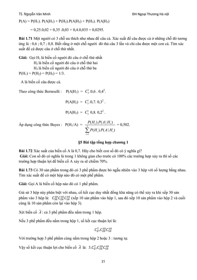 Giai sach bai tap xstk dh ktqd chuong 1 full v1 | PDF