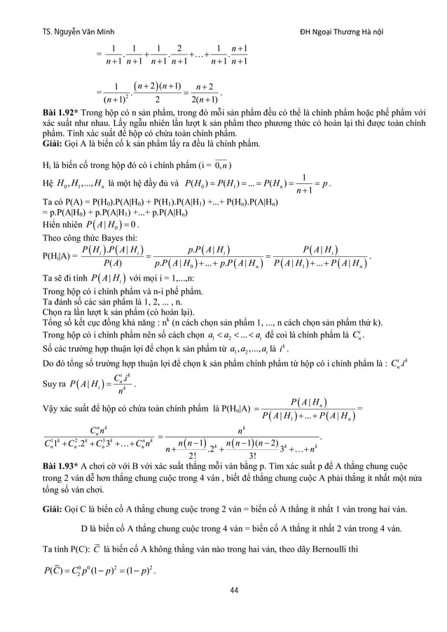 Giai sach bai tap xstk dh ktqd chuong 1 full v1 | PDF