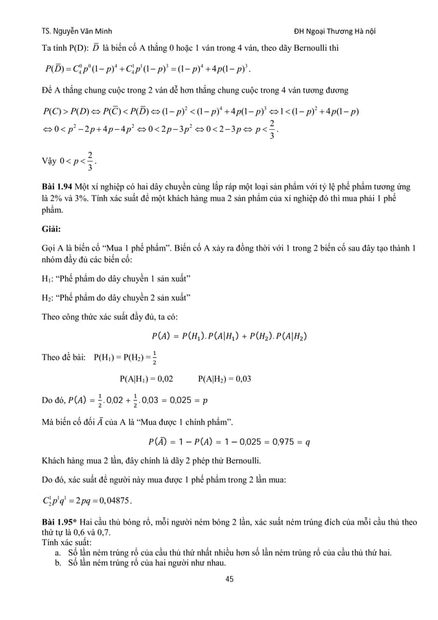 Giai sach bai tap xstk dh ktqd chuong 1 full v1 | PDF