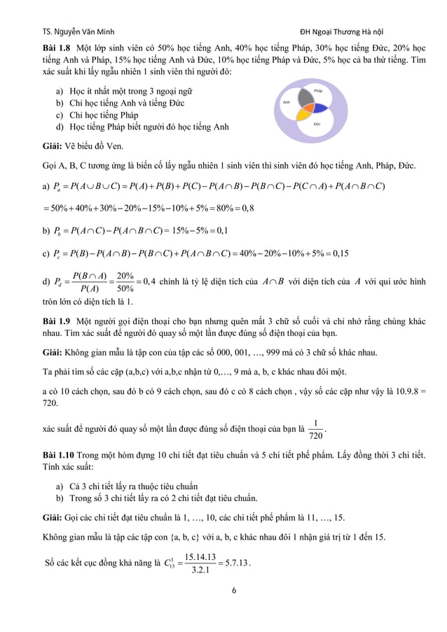 Giai sach bai tap xstk dh ktqd chuong 1 full v1 | PDF