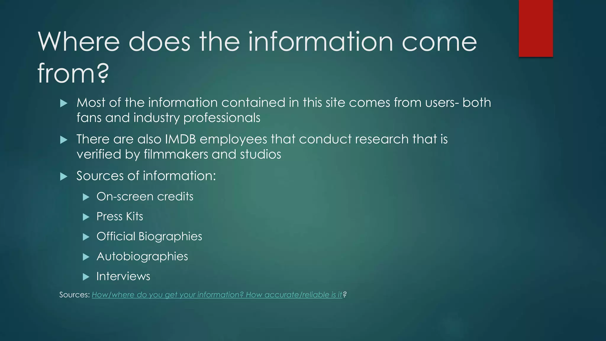 Internet Movie Database (IMDB) Presentation | PPTX