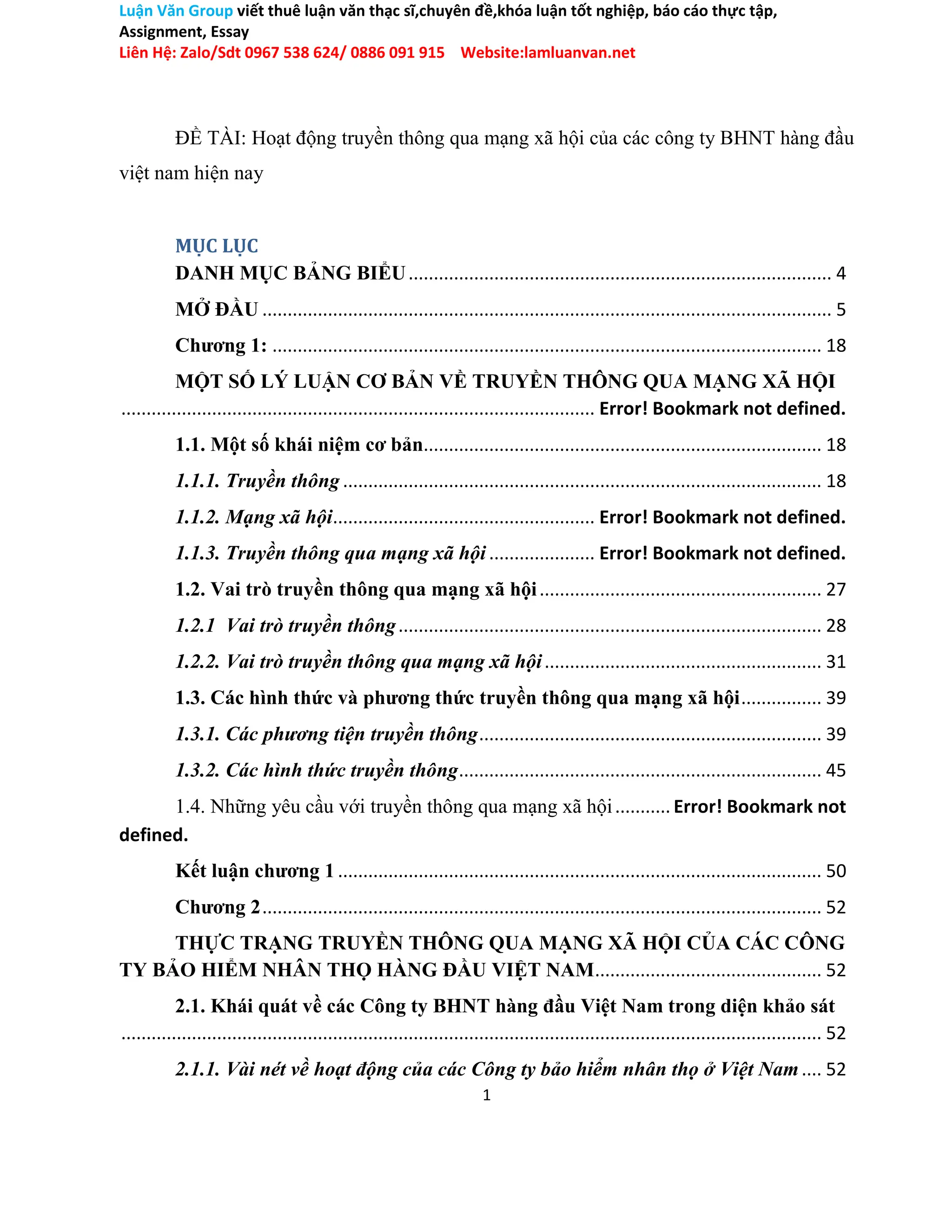 Hoạt động truyền thông qua mạng xã hội của các công ty BHNT hàng đầu việt nam hiện nay | DOCX