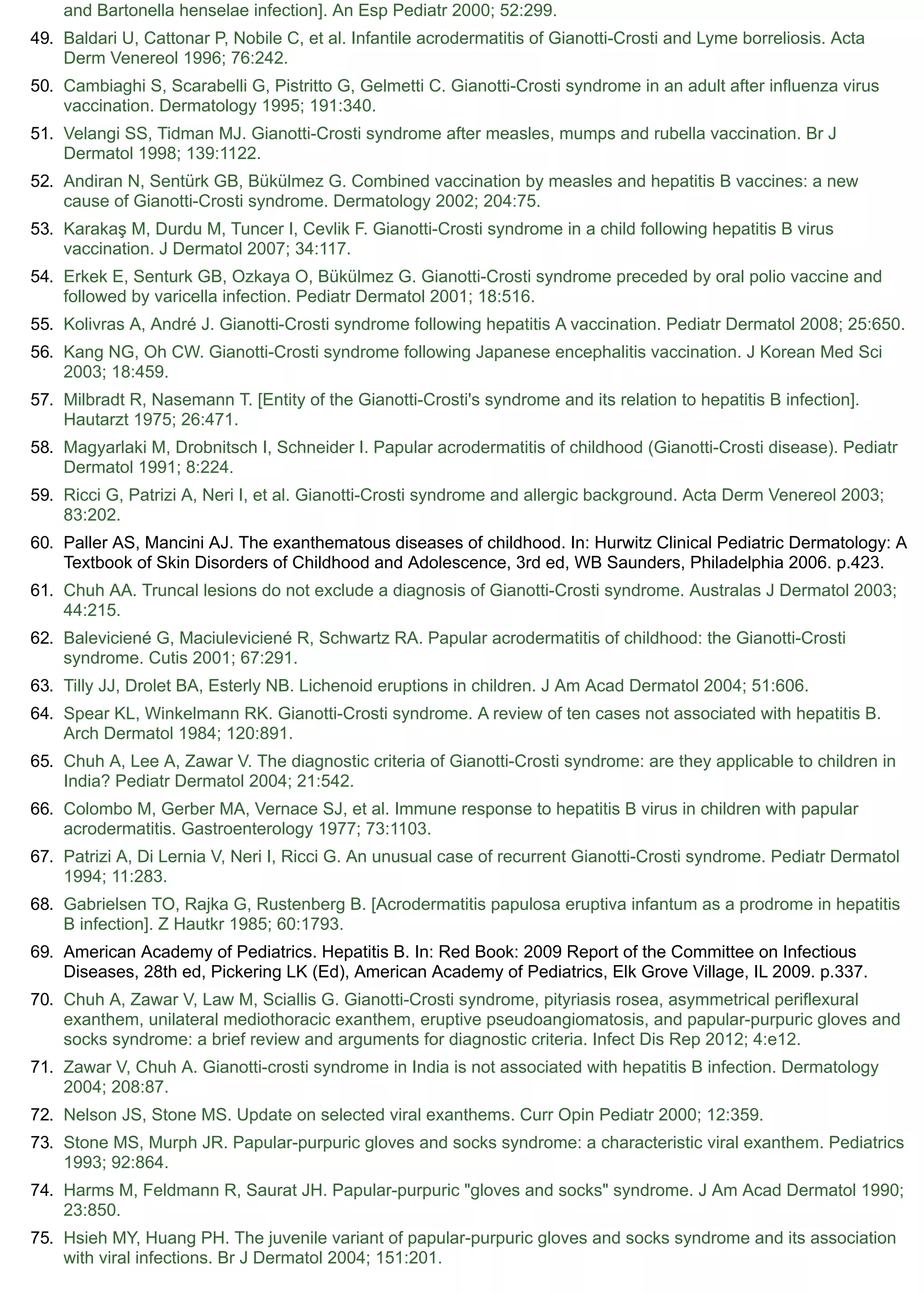 Gianotti-Crosti syndrome vs PPGSS syndrome | PDF