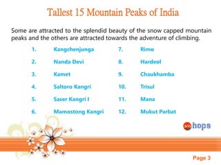 Giant 15 Mountain Peaks of India | PDF