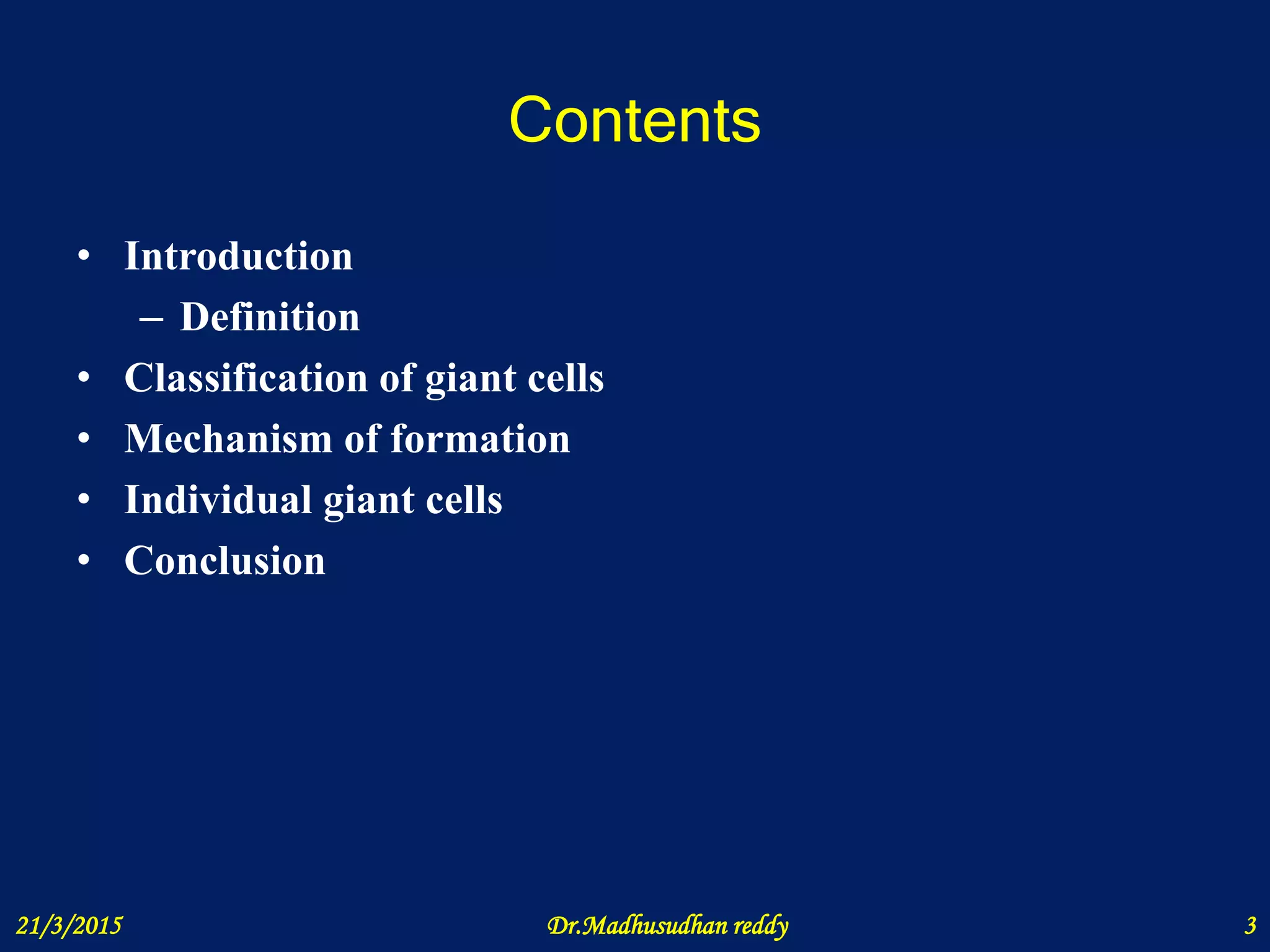Giant cell formation and function ppt | PPTX