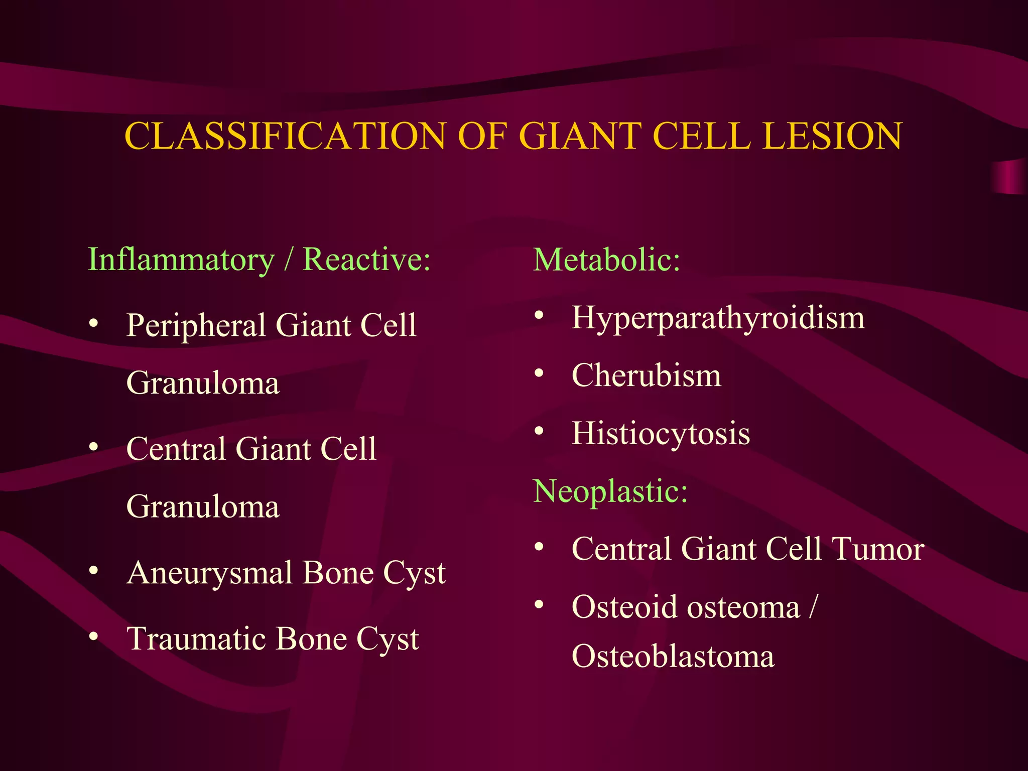 Giant cell lesion’s of jaw | PPT