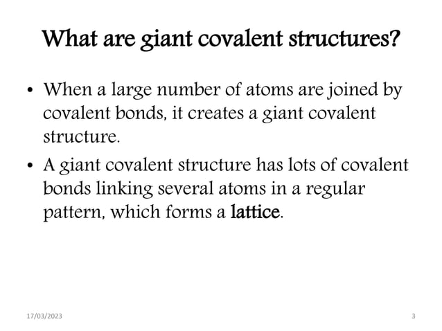 GIANT IONIC AND COVALENT STRUCTURES-GCSE.pdf | Chemistry | Science