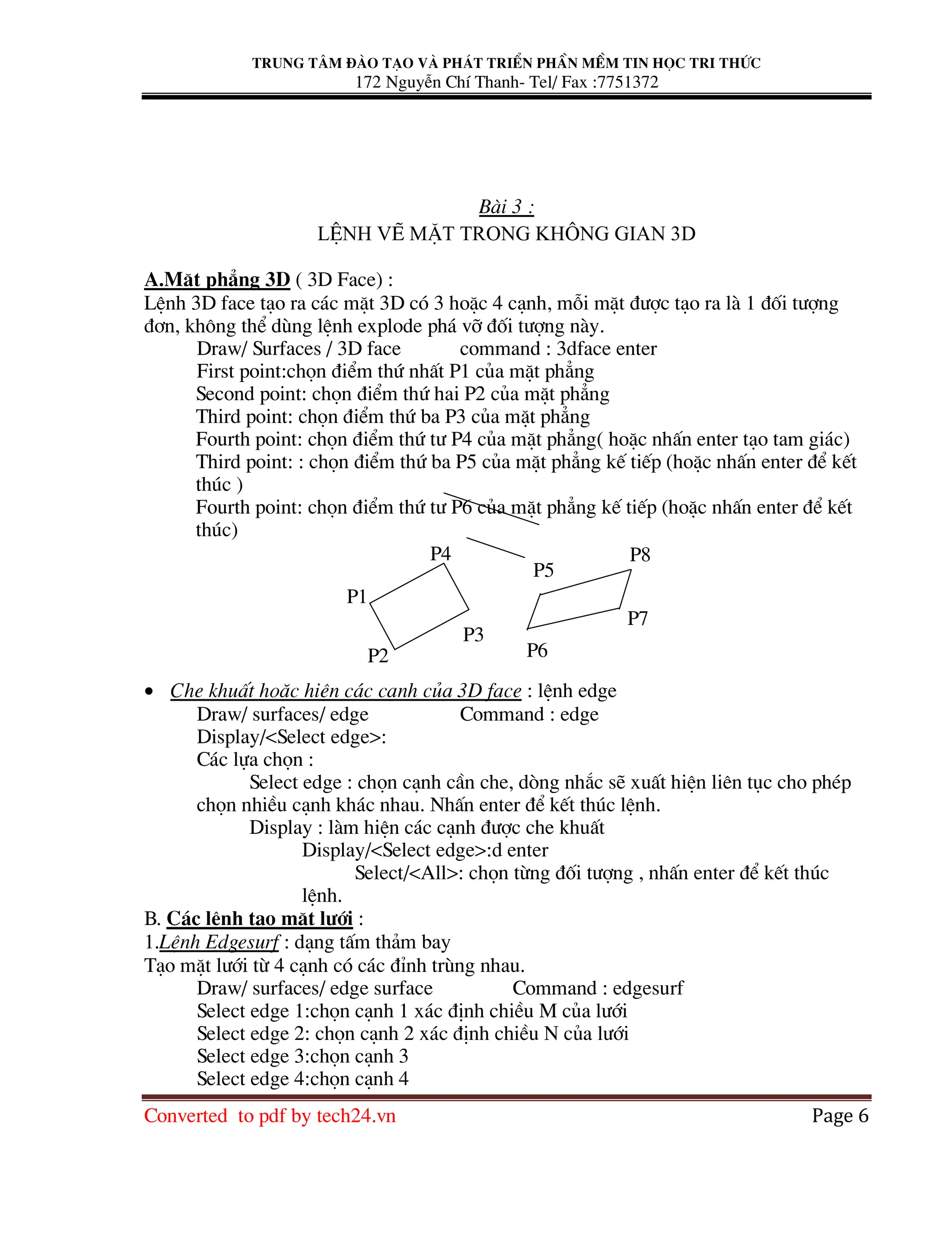 Giao trinh autocad 3D hoccokhi.vn