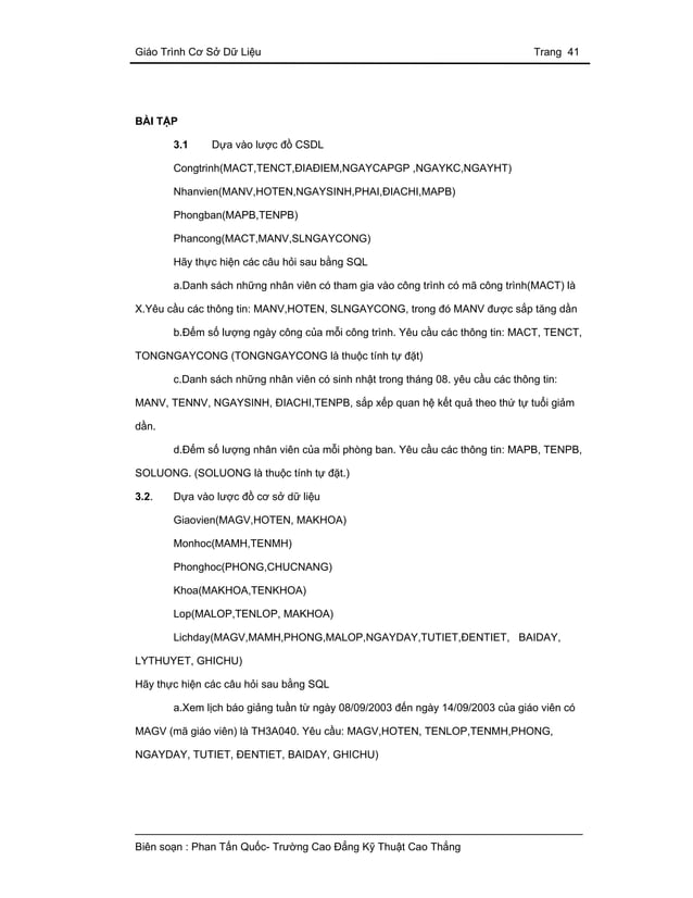 Giao trinh-co-so-du-lieu | PDF