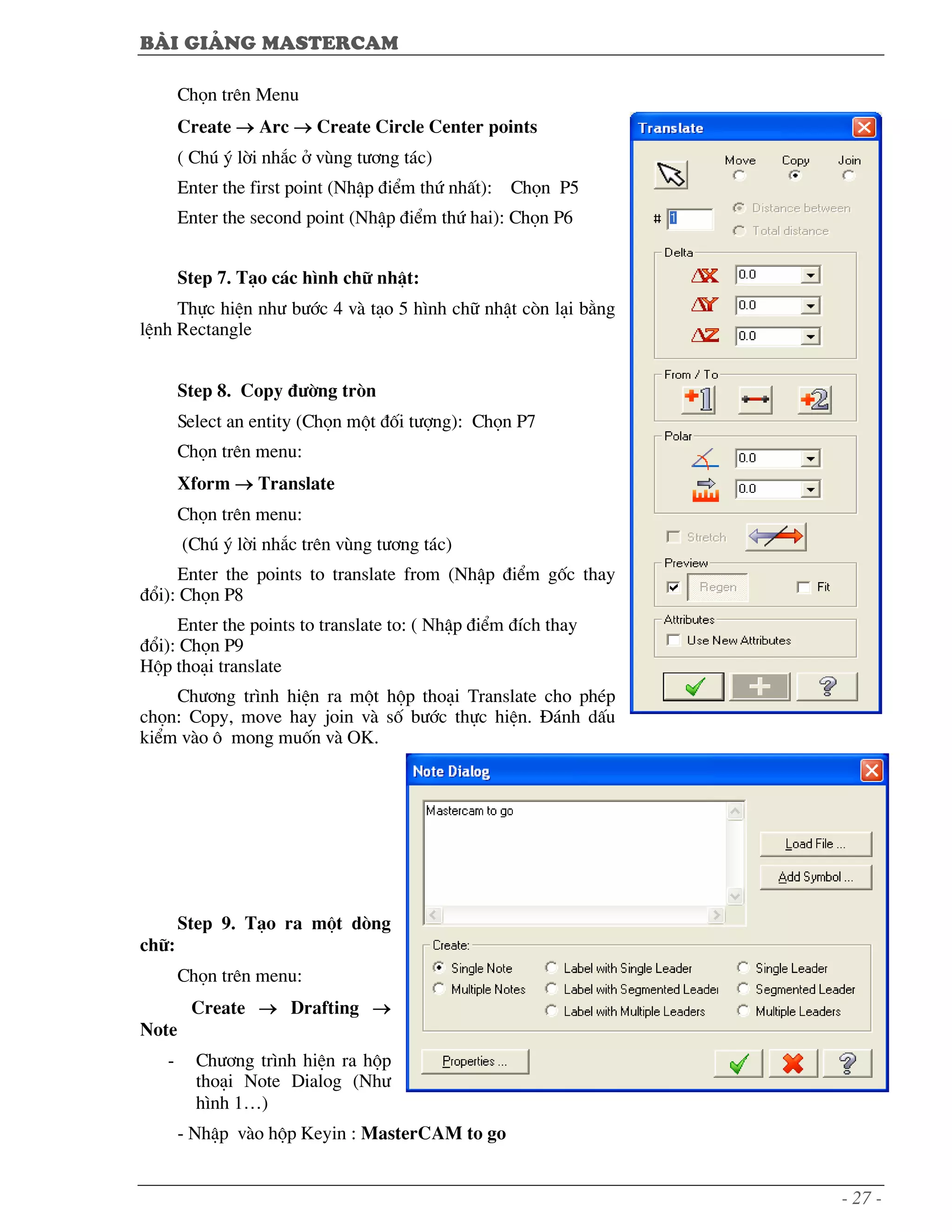 Giáo trình mastercam x5, x7, x9, x10 tiếng việt chi tiết | PDF