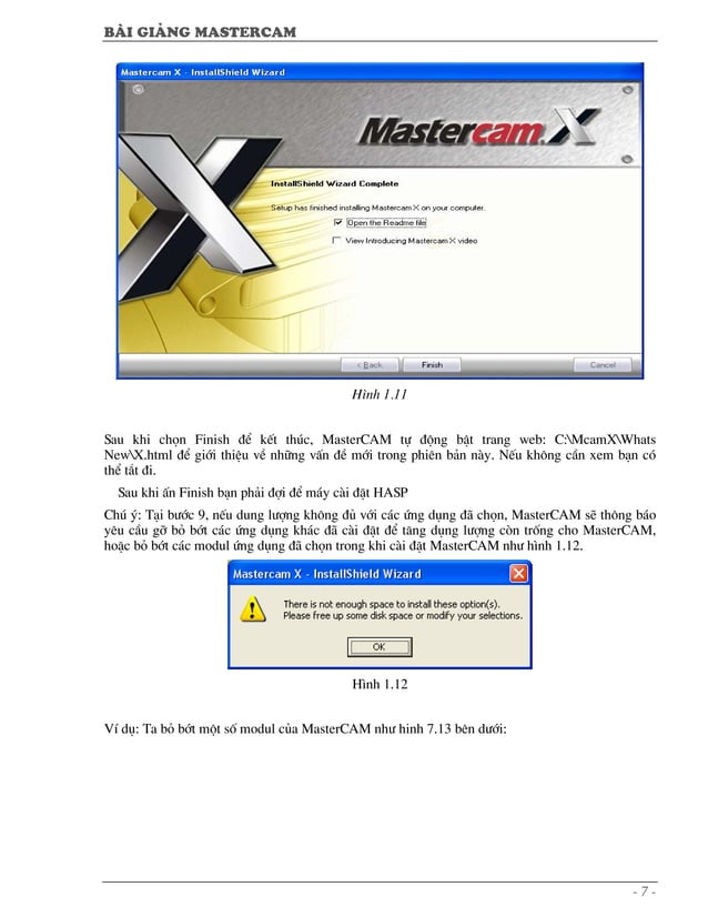 Giáo trình mastercam x5, x7, x9, x10 tiếng việt chi tiết | PDF