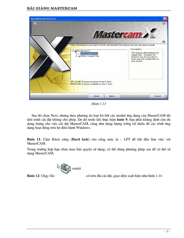 Giáo trình mastercam x5, x7, x9, x10 tiếng việt chi tiết | PDF