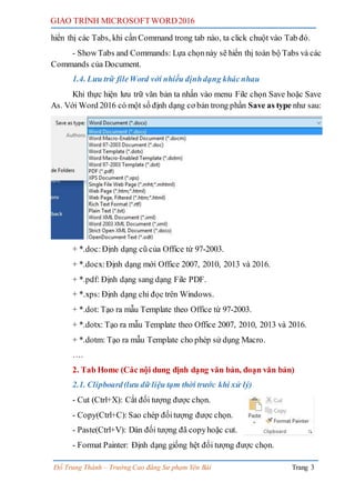 GIÁO TRÌNH MICROSOFT WORD 2016 | DOCX